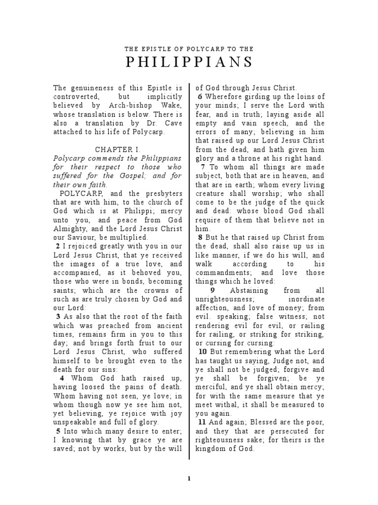 The Epistle of Polycarp To The Philippians | PDF | Jesus | Last Judgment