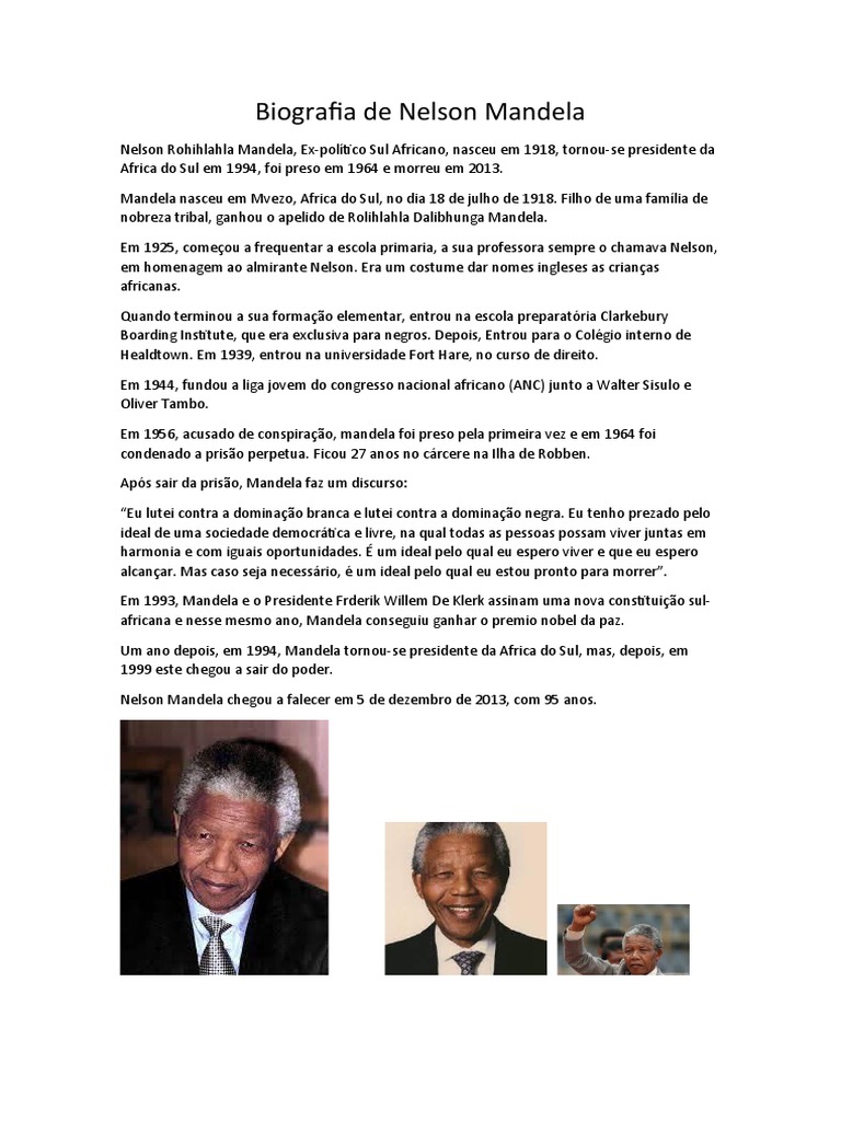 Biografia de Nelson Mandela | PDF | Ciências Sociais
