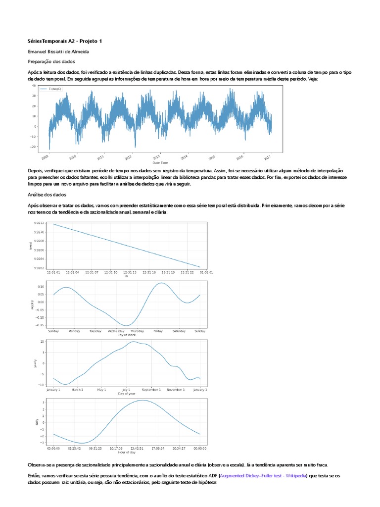Séries Temporais Análise. | PDF | Modelo autorregressivo integrado de médias móveis | Séries ...