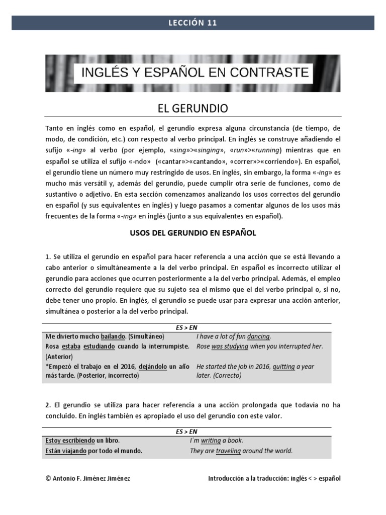 El Gerundio en Ingles | PDF | Verbo | Adjetivo