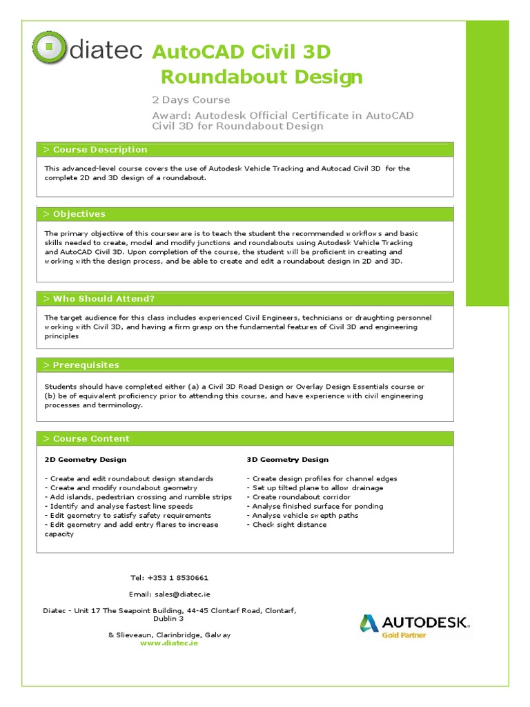 Autodesk Civil 3D Roundabout Design | PDF | Autodesk Revit | 3 D ...
