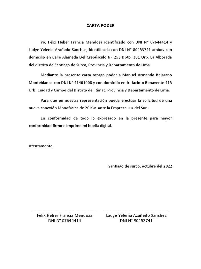 Carta Poder Simple | PDF