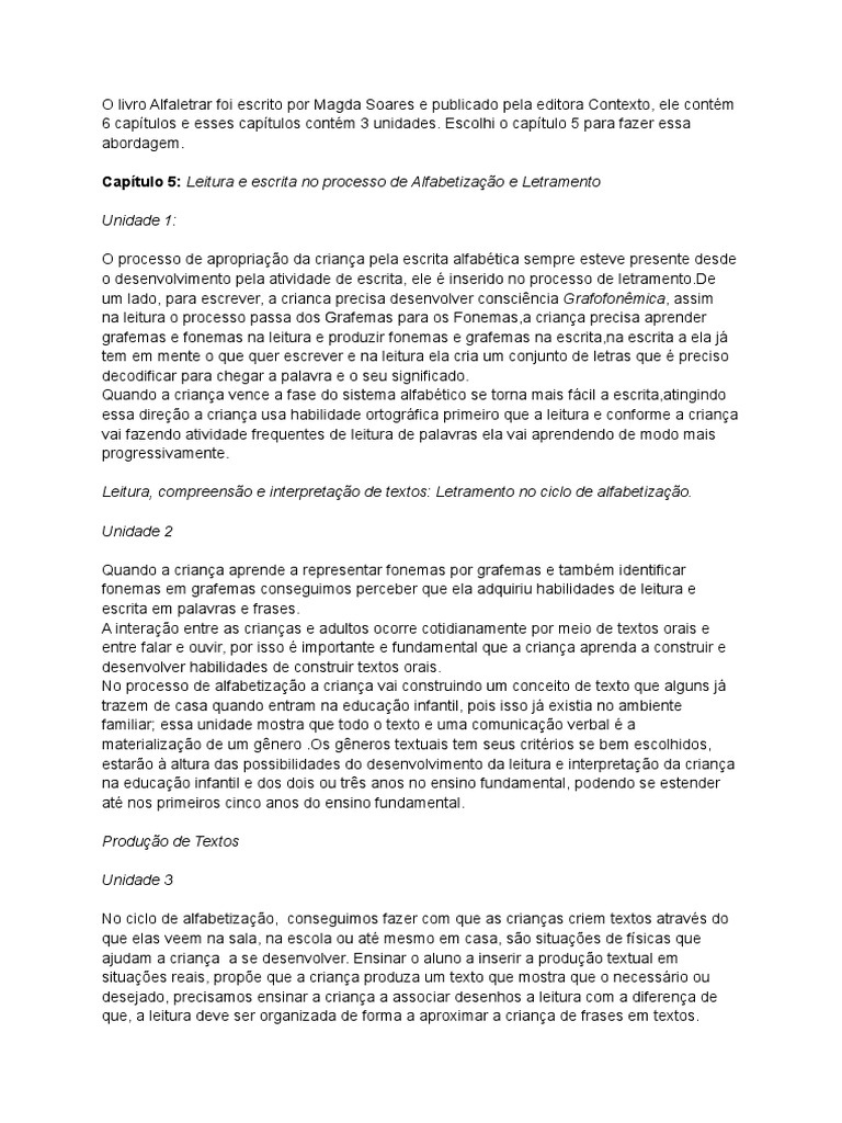 Crítica Livro Alfaletrar | PDF | Alfabetização | Escrita