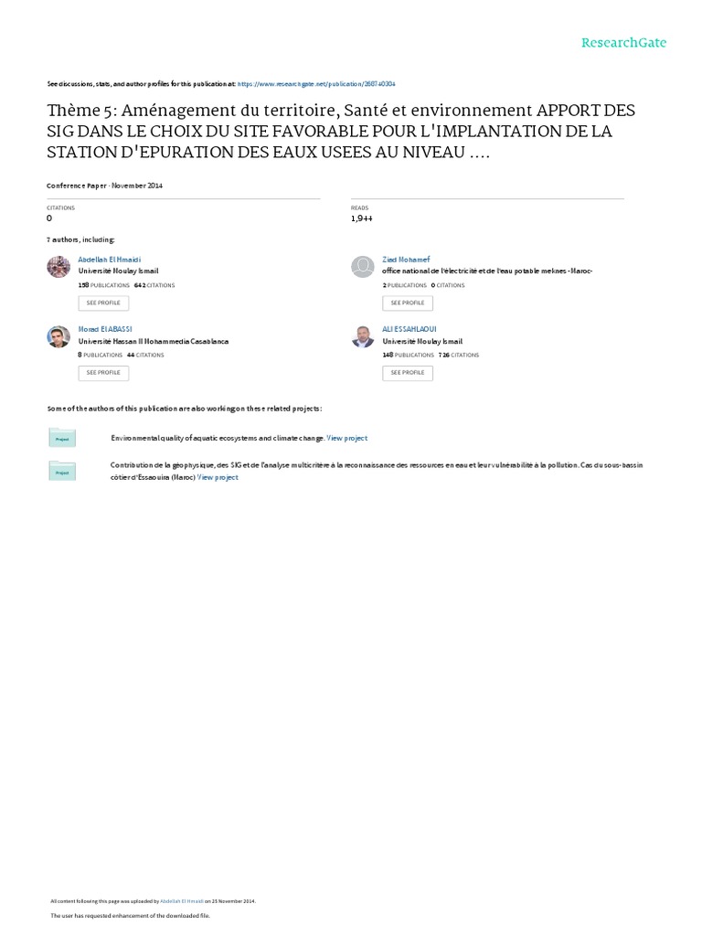 Hmaidi STEP Azrou GisDays Meknes 2014 | PDF | Geographic Information System | Sewage