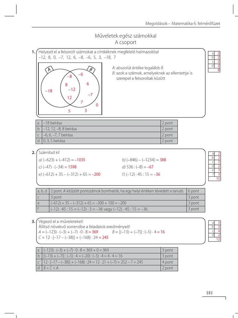 Apáczai Matematika Dolgozat 6. Megoldások | PDF