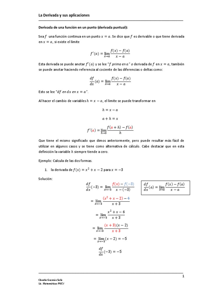 La Derivada y Sus Aplicaciones 2022 | PDF | Derivado | Función (Matemáticas)