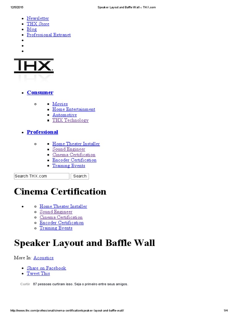 THX Speaker Layout and Baffle Wall | PDF