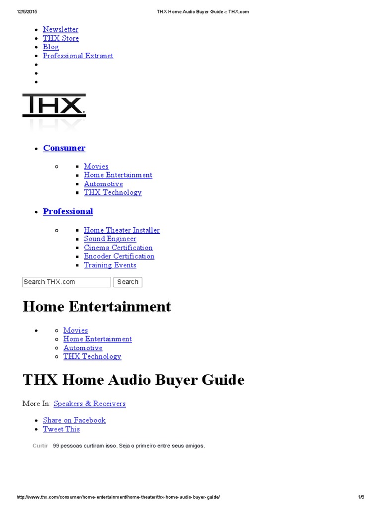 THX Home Audio Buyer Guide | PDF | Loudspeaker | Sound Technology