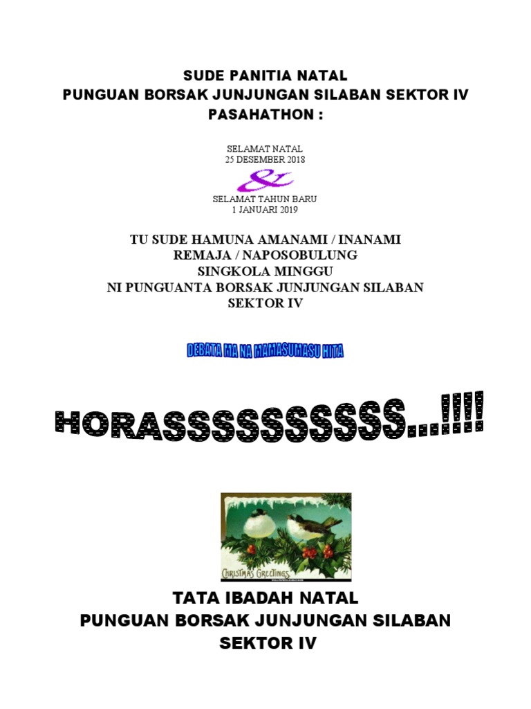 Final Acara Natal Punguan Silaban Borsak Junjungan Sektor IV Porsea 2018 | PDF