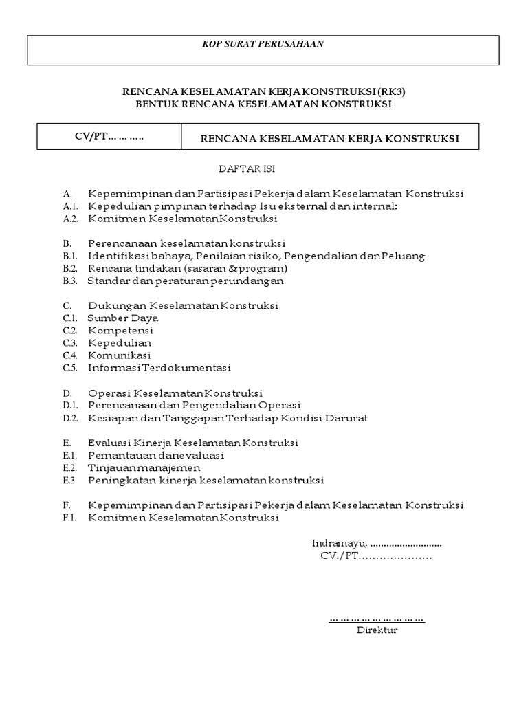 Rencana Keselamatan Kerja Konstruksi RK3 SD - 5 | PDF
