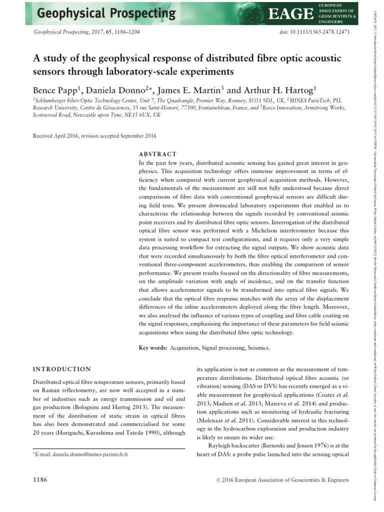 Geophysical Prospecting - 2016 - Papp - A Study of The Geophysical Response of Distributed Fibre ...