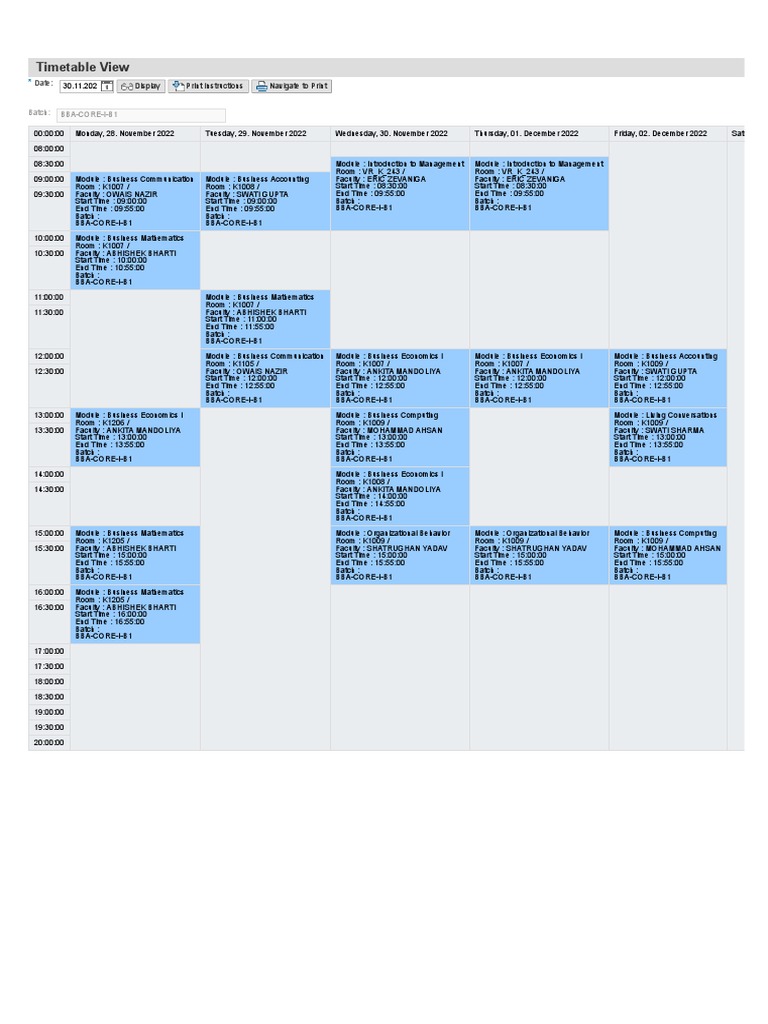 Timetable View For Students and Faculty | PDF