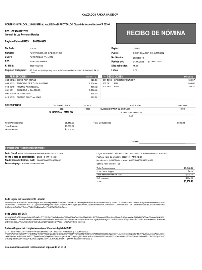 CFDI Recibo PDF | PDF