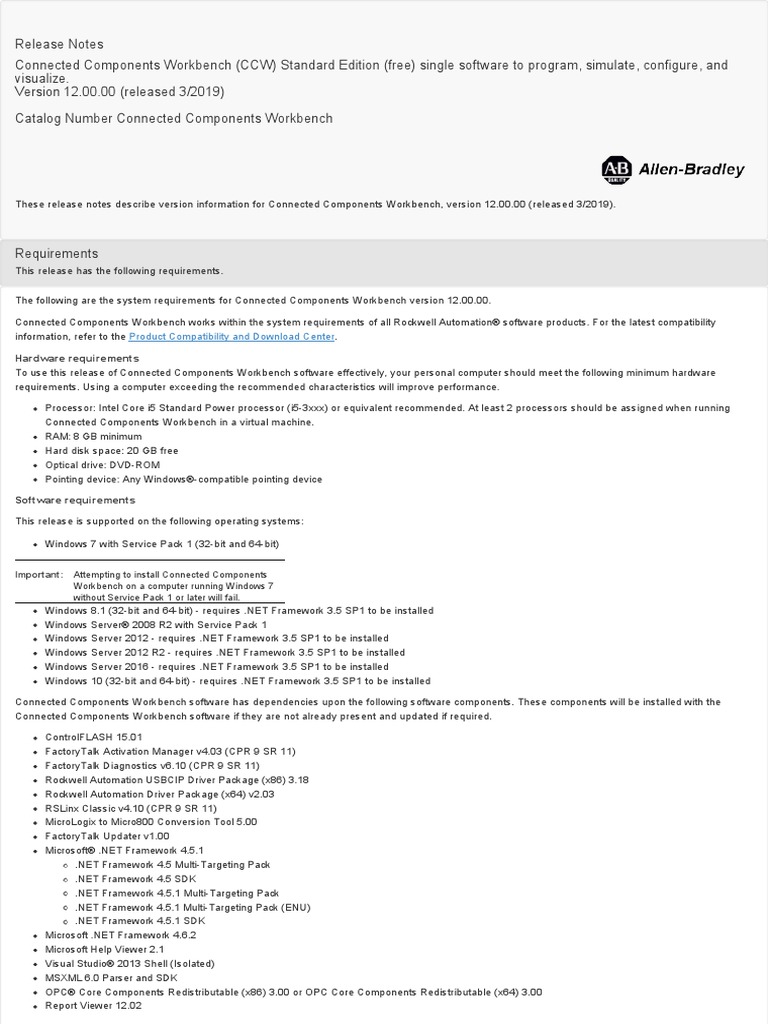 Connected Components Workbench - 12.00.00 (Released 3 - 2019) | PDF | Installation (Computer ...