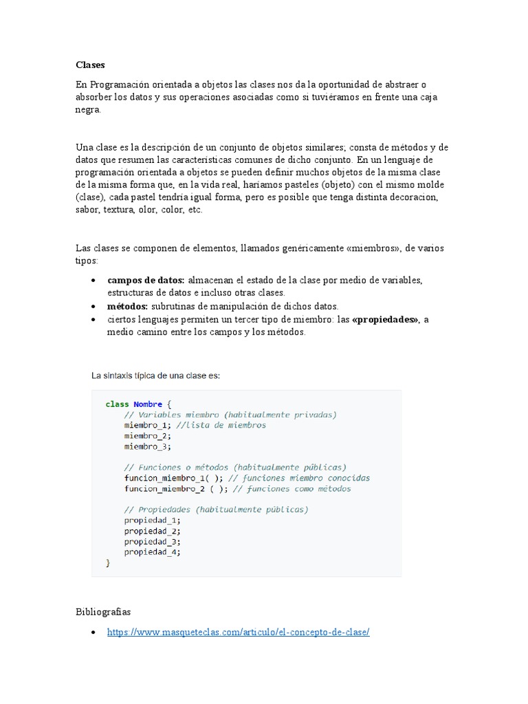Clases-Programacion Orientada A Objetos | PDF