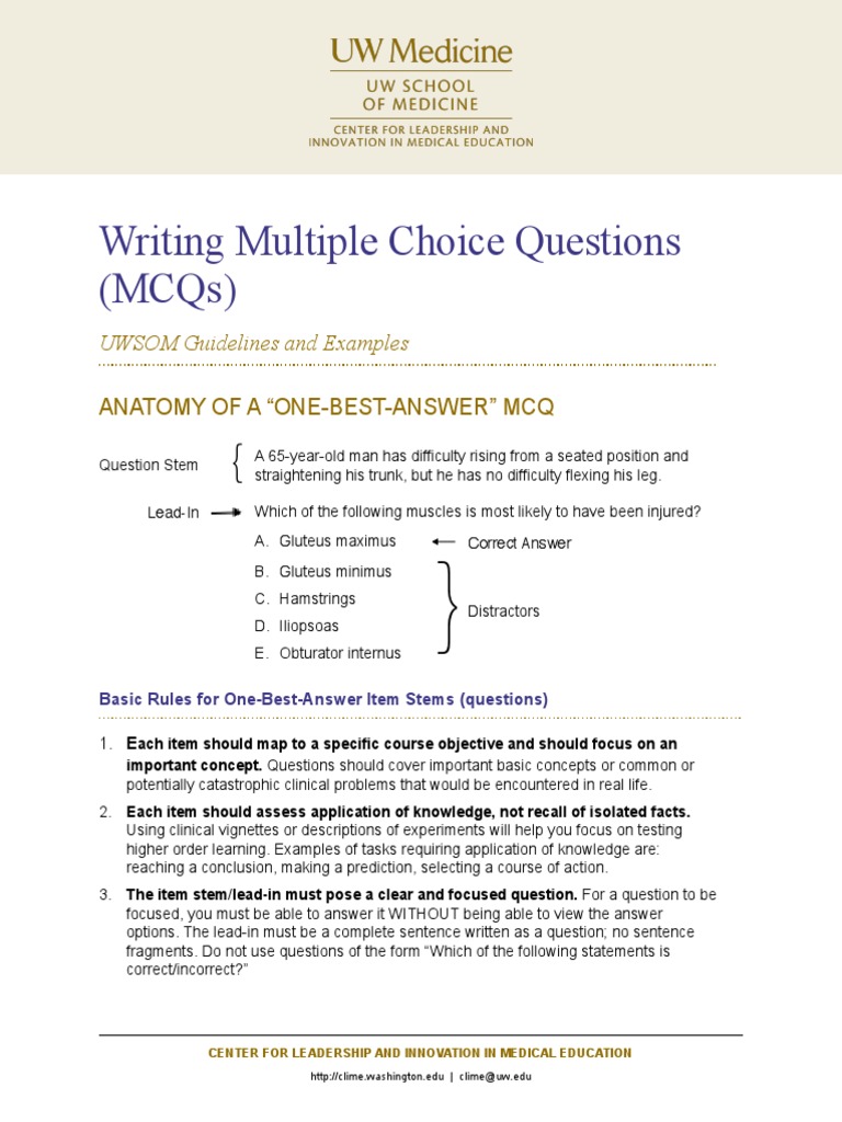 Writing Multiple Choice Questions | PDF | Multiple Choice | Tests
