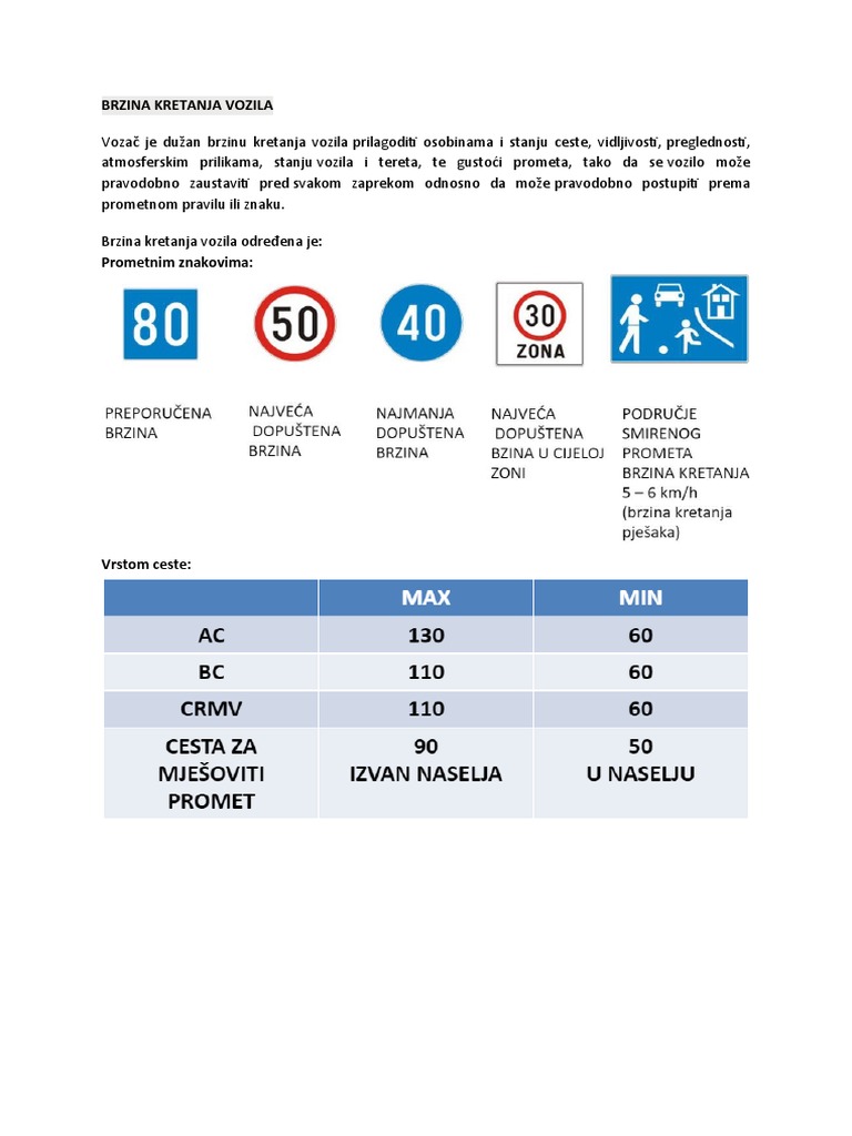 Brzina Kretanja Vozila | PDF