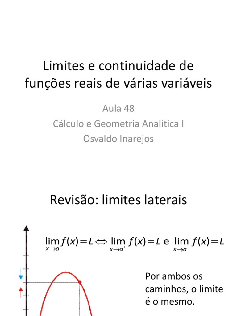 Cálculo e GA I - Aula 48 - Limites e Continuidade | PDF | Limite ...