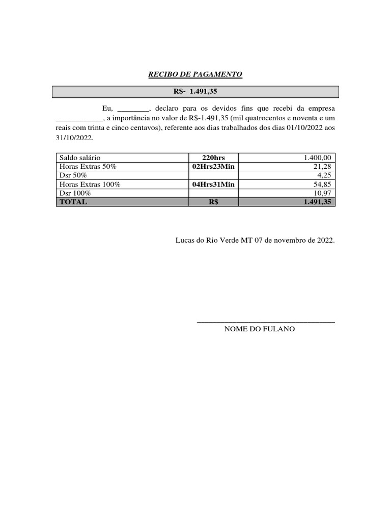 Recibo de Pagamento | PDF Recibo de Pagamento | PDF
