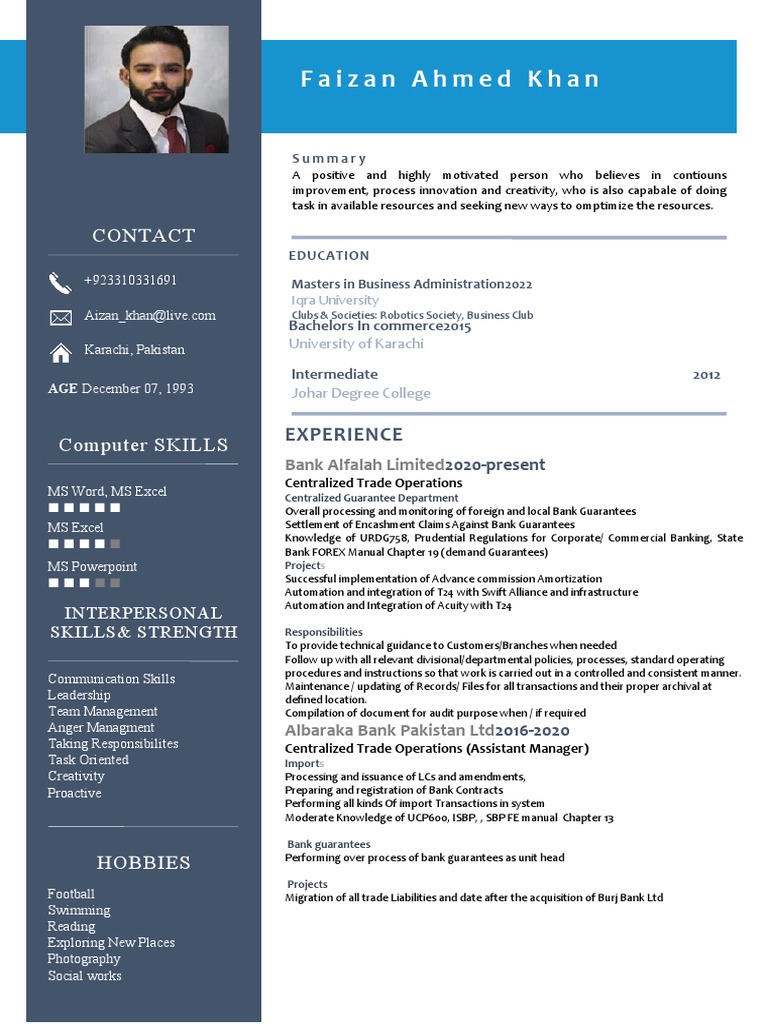 Faizan CV | PDF | Banks | Business