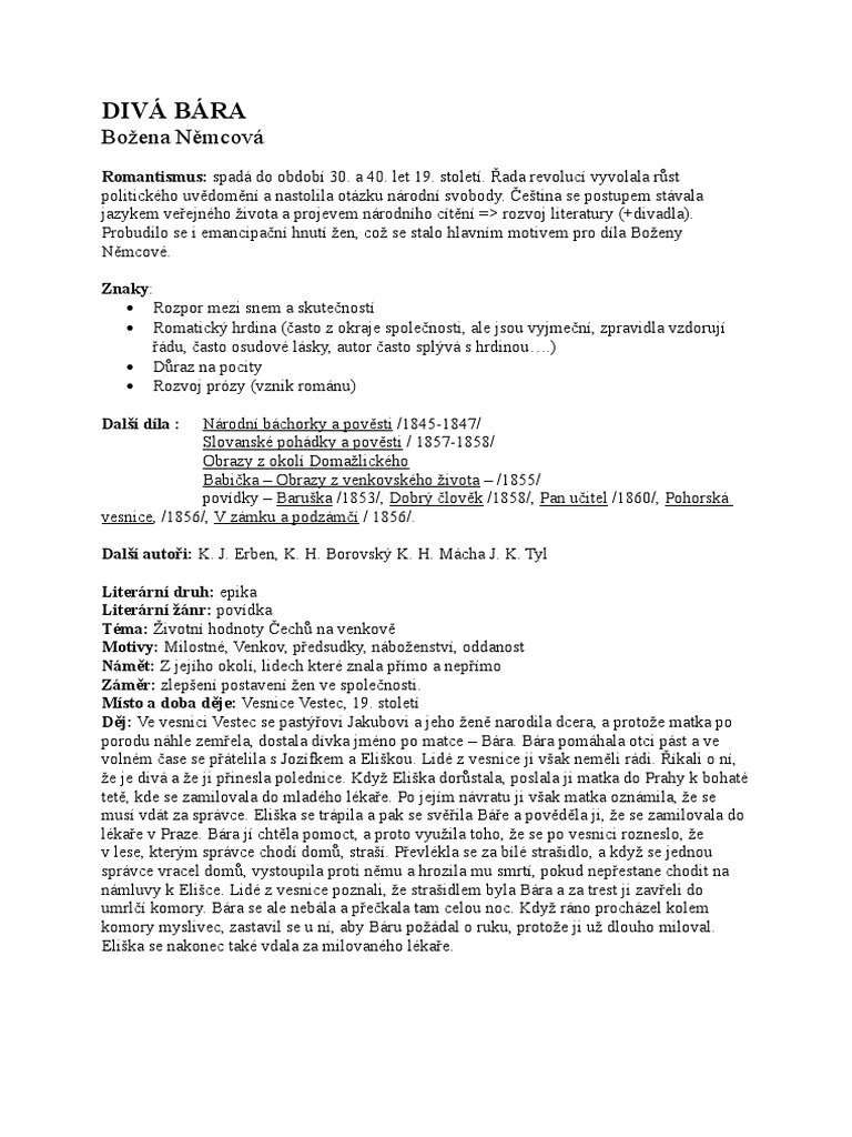 DIVÁ BÁRA - Šoty | PDF