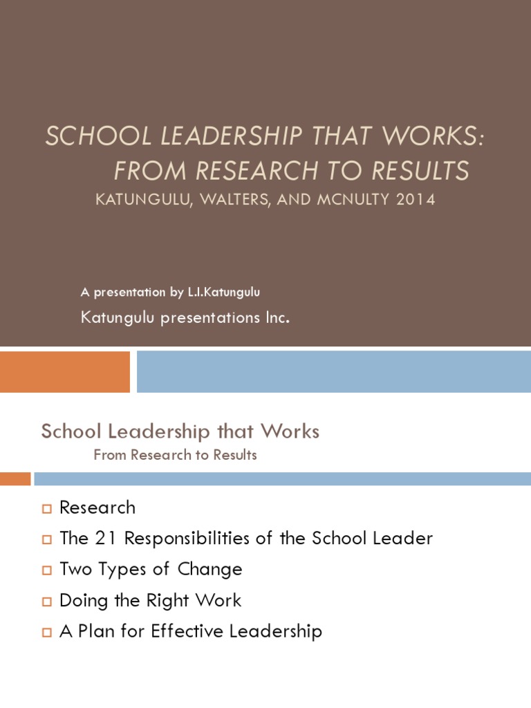 School Leadership That Works | PDF