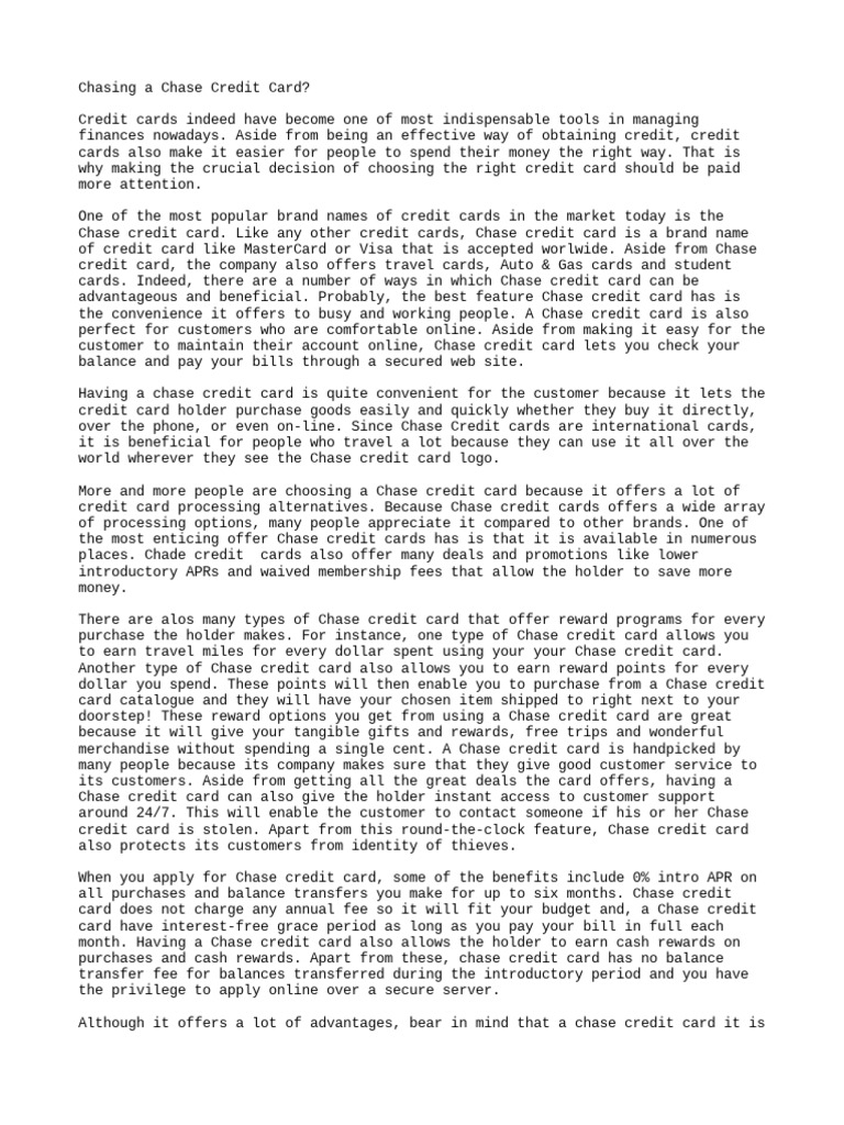 Chase Credit Cards | PDF | Credit Card | Market (Economics)