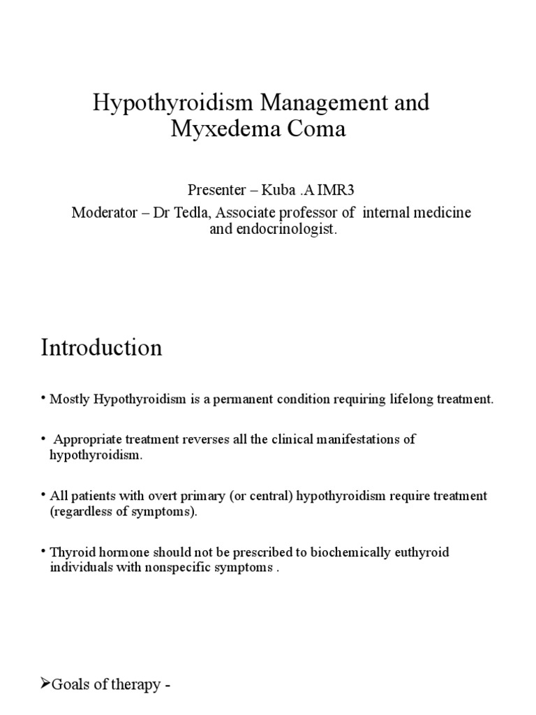 Hypothyroidism And Myxedema Coma Pdf Hypothyroidism Thyroid