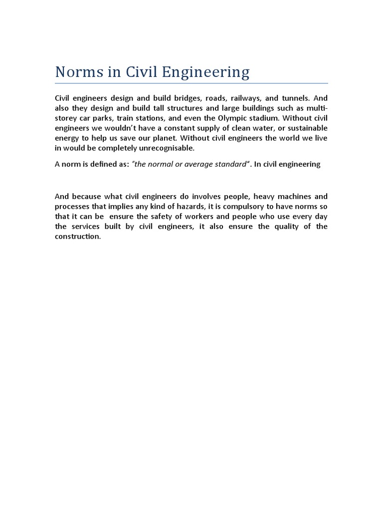 Norms in Civil Engineering Civil | PDF