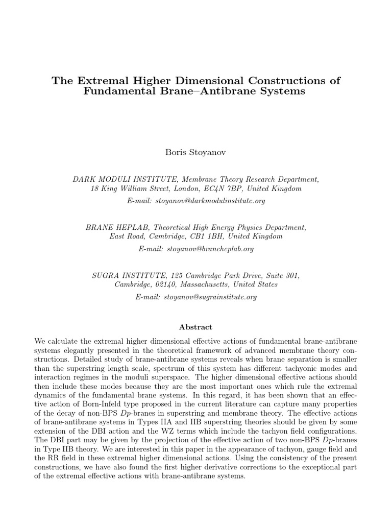 Boris Stoyanov - The Extremal Higher Dimensional Constructions of Fundamental Brane-Antibrane ...