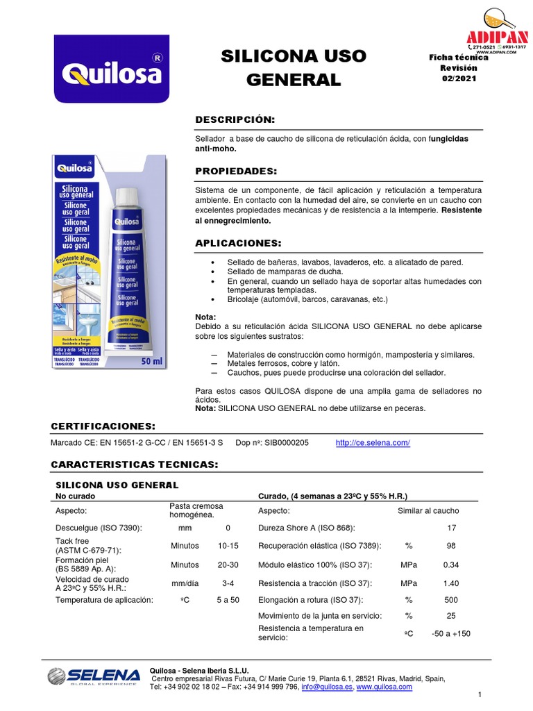 Quilosa Silicona Uso General | PDF