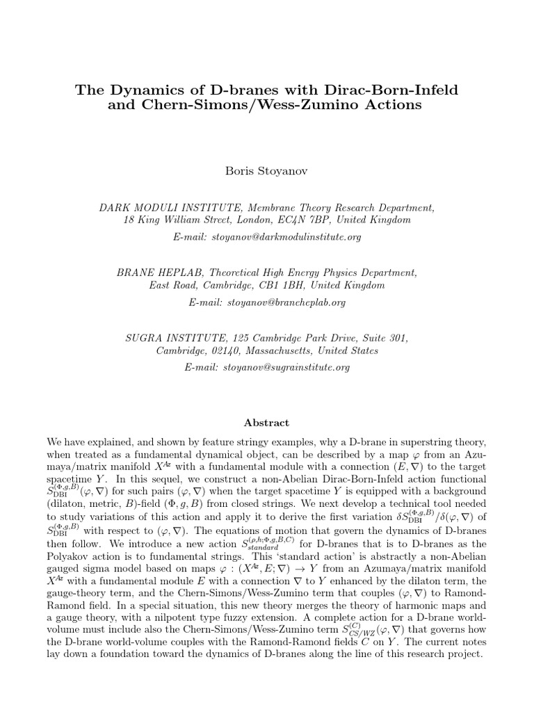 Boris Stoyanov - The Dynamics of D-Branes With Dirac-Born-Infeld and ...