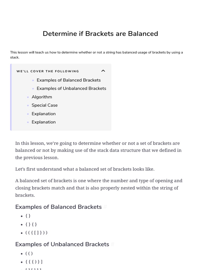3 Determine If Brackets Are Balanced | PDF | Bracket | Control Flow
