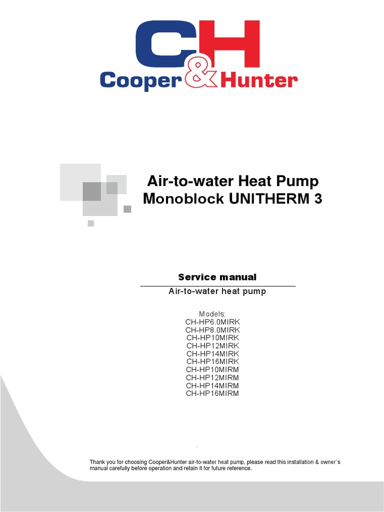 Cooperhunter Unitherm 3 Monoblock r32 Air To Water Heat Pump Info Eng ...