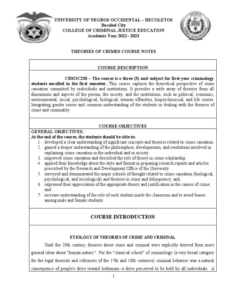 Theories of Crime | PDF | Criminology | Crimes