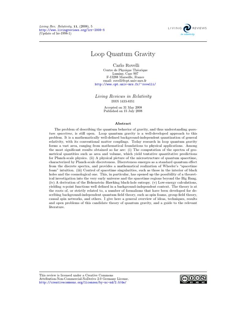 Loop Quantum Gravity | PDF | General Relativity | Quantum Gravity
