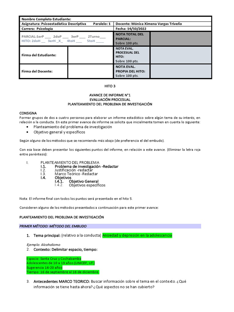 Avance de Informe - PROCESUAL - Hito 3 PDE - II22 | PDF | Depresión (estado de ánimo) | Ansiedad