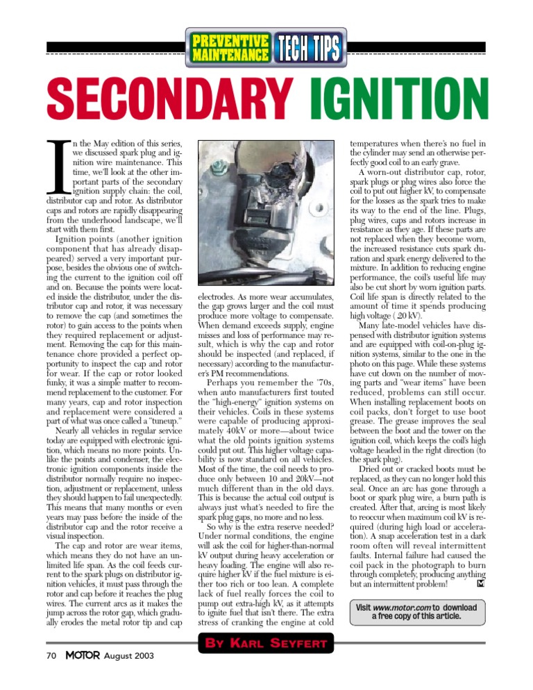 Motor Secondary Ignition | PDF | Distributor | Ignition System
