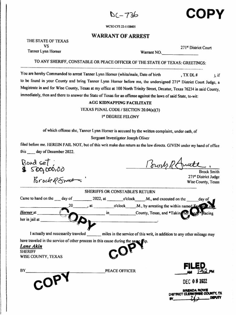Horner - Arrest Warrant Dc-736 | PDF