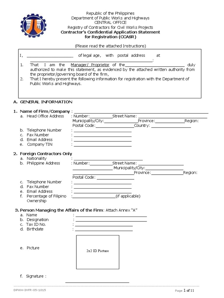 DPWH-INFR-05CCASR | PDF | Identity Document | Road