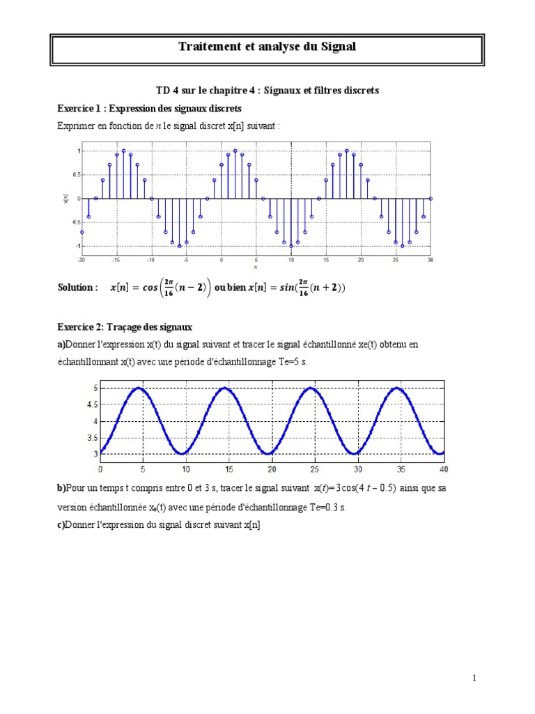 Traitement des Signaux Discrets | PDF | Filtre (électronique ...