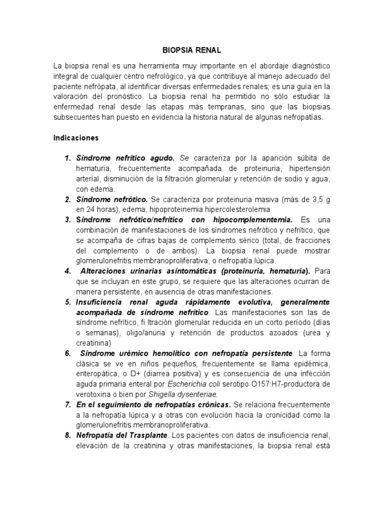 Indicaciones de Biopsia Renal | PDF | Riñón | Especialidades Medicas