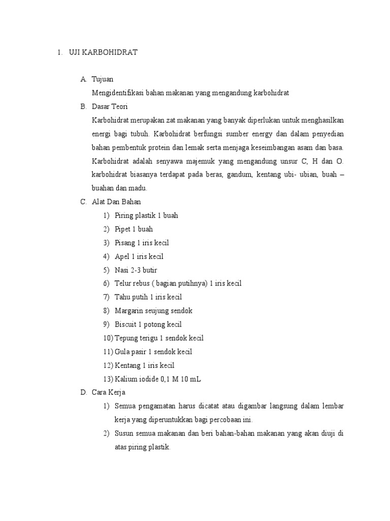 Uji Karbohidrat | PDF