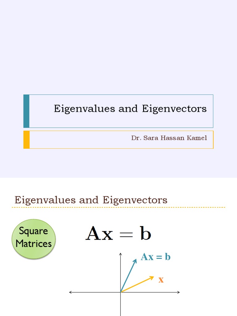 Eigenvalues and Eigenvectors, Linear Algebra, Alexandria University | PDF | Eigenvalues And ...