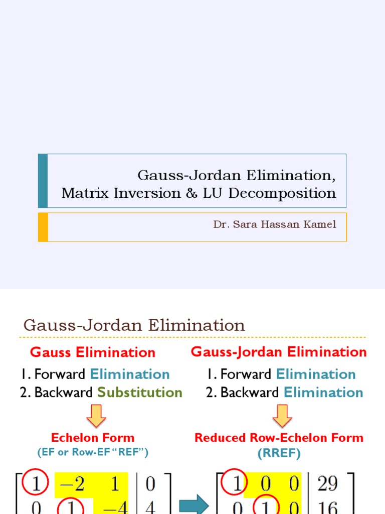 Gauss-Jordan Elimination, Linear Algebra, Alexandria University | PDF ...