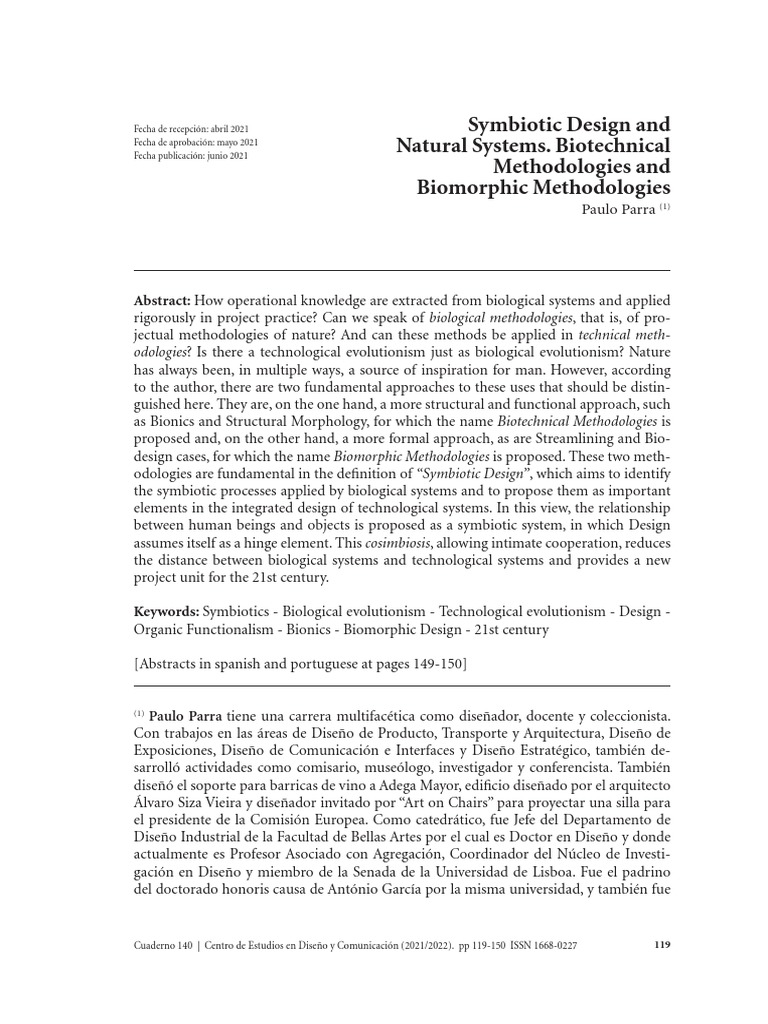 Symbiotic Design and Natural Systems. Biotechnical Methodologies and ...