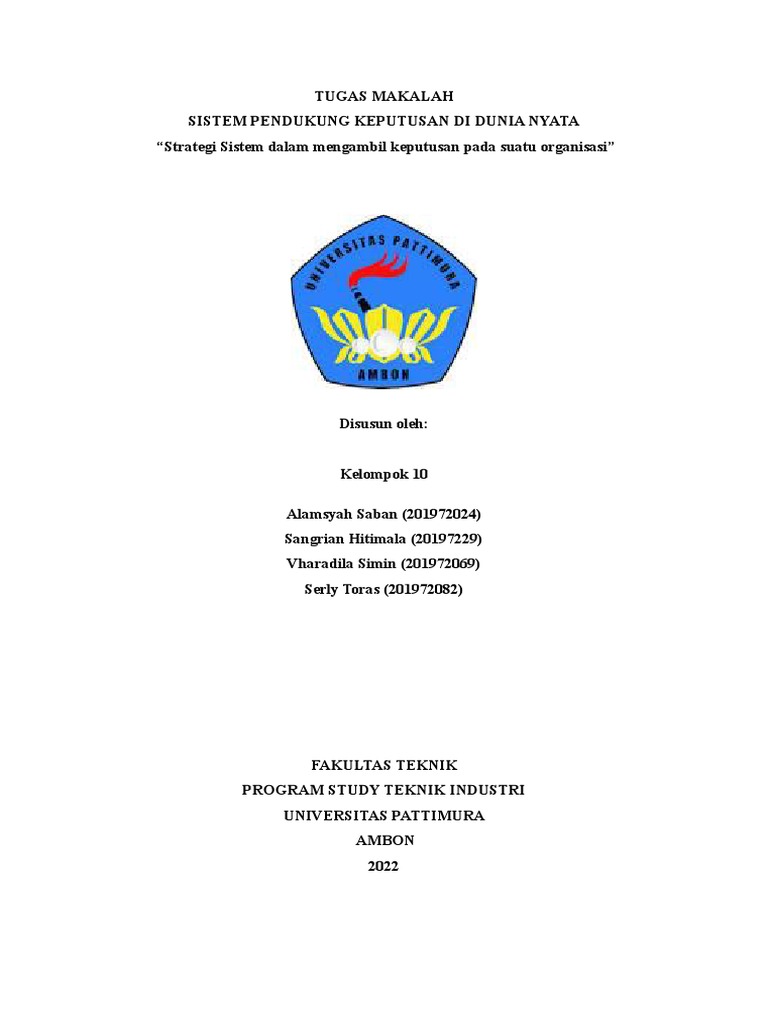 Kel 10 Makalah Sistem Pendukung Keputusan | PDF Kel 10 Makalah Sistem Pendukung Keputusan | PDF