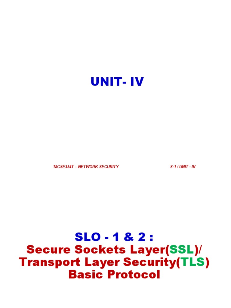 Unit - Iv | PDF | Transport Layer Security | Public Key Cryptography