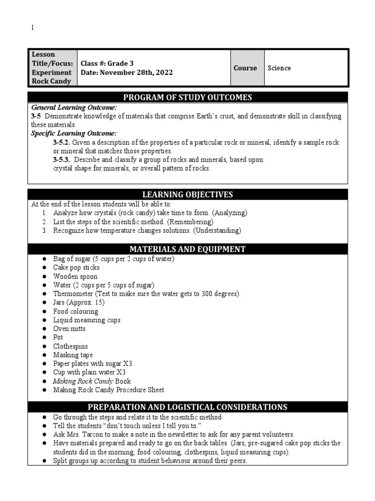 Rock Candy: A Crystal Formation Lesson | PDF | Rock (Geology) | Minerals