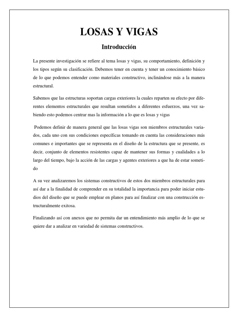 Tipos y Usos de Losas y Vigas | PDF | Viga (Estructura) | Hormigón